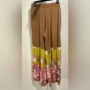 easel | Pants & Jumpsuits | Easel Brown And Patchwork Wide Leg Pants ...